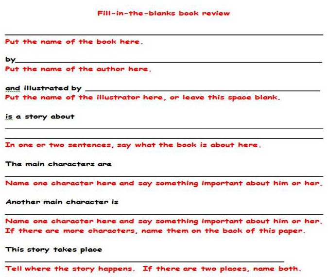 Clueless student writers benefit from a fill-in-the-blanks book report ...